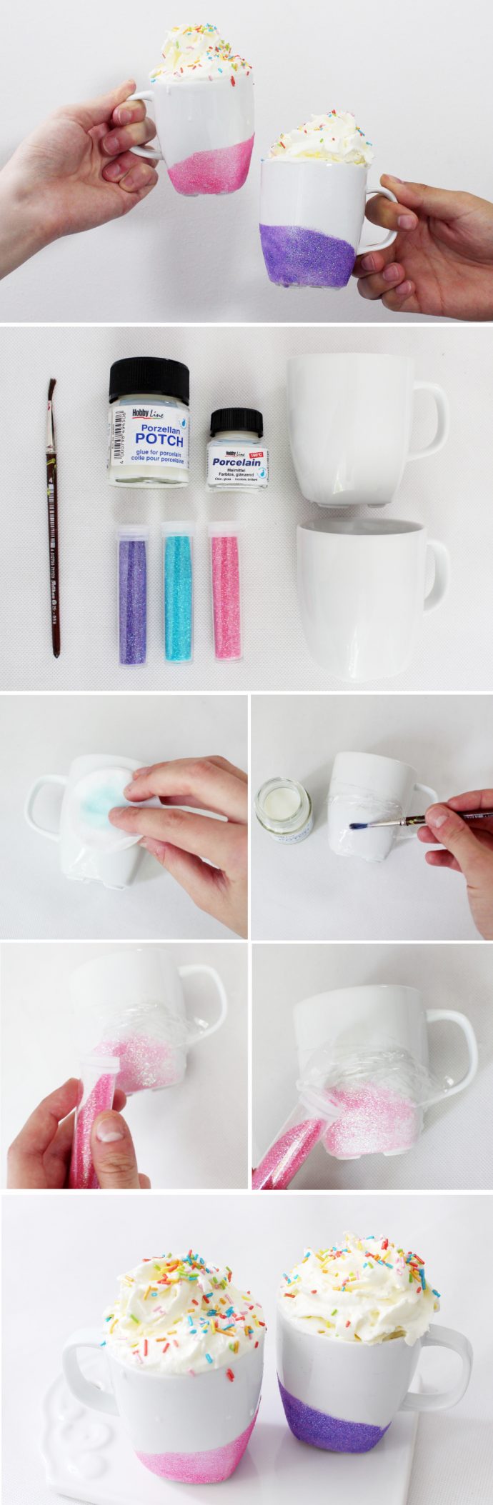 DIY Tassen mit Glitzer verzieren - DIY Geschenkidee